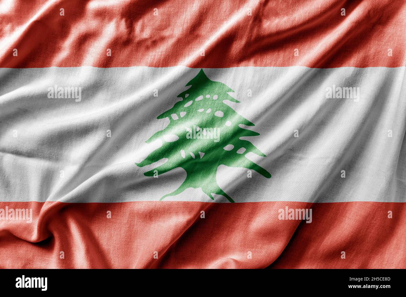 Waving detailed national country flag of Lebanon Stock Photo - Alamy
