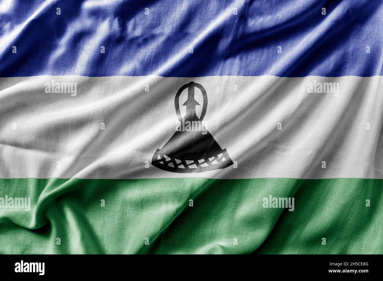 Waving detailed national country flag of Lesotho Stock Photo - Alamy