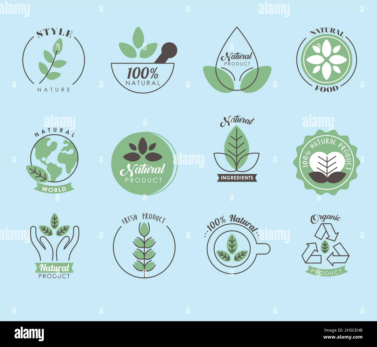 set of twelve natural labels Stock Vector Image & Art - Alamy