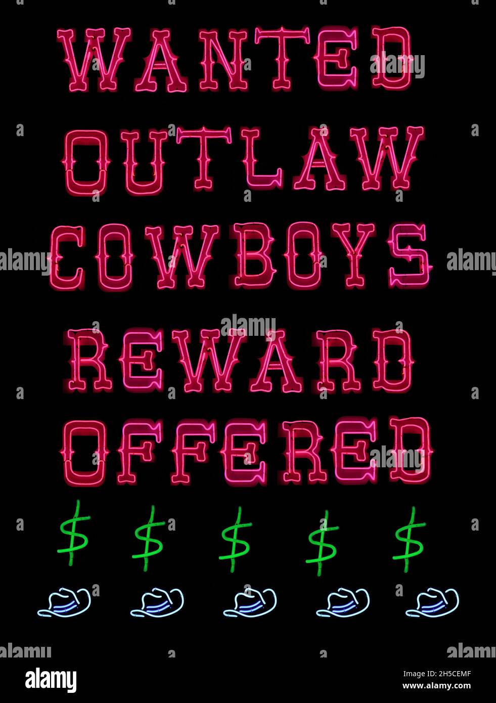 Wanted Outlaw Cowboys Reward sign or poster Stock Photo - Alamy