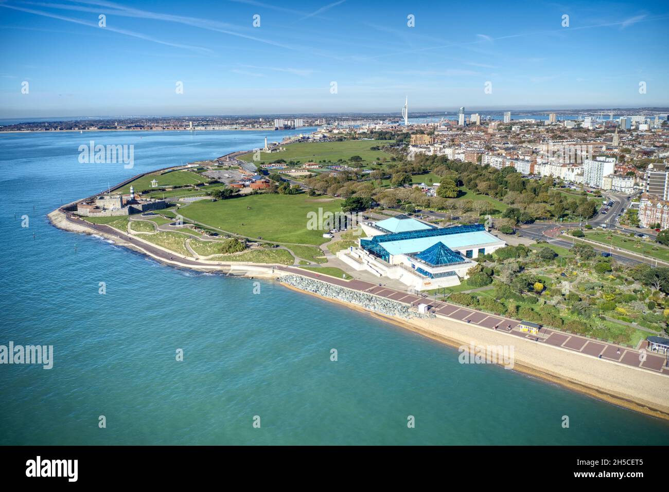 The Pyramid Centre next to the beach on Southsea Seafront with Southsea ...
