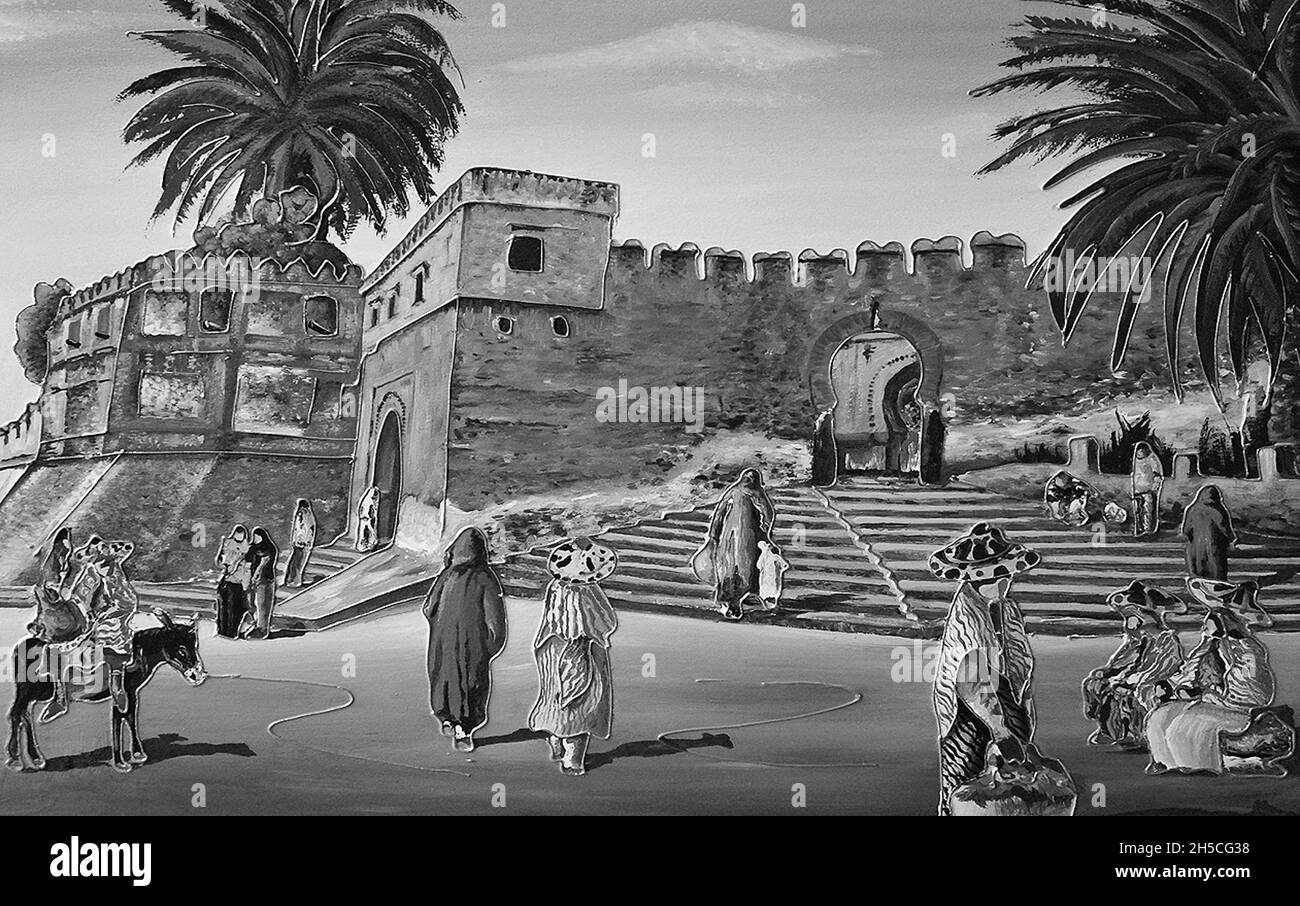 Ancient traditional moroccan lifestyle in black and white Stock Photo ...