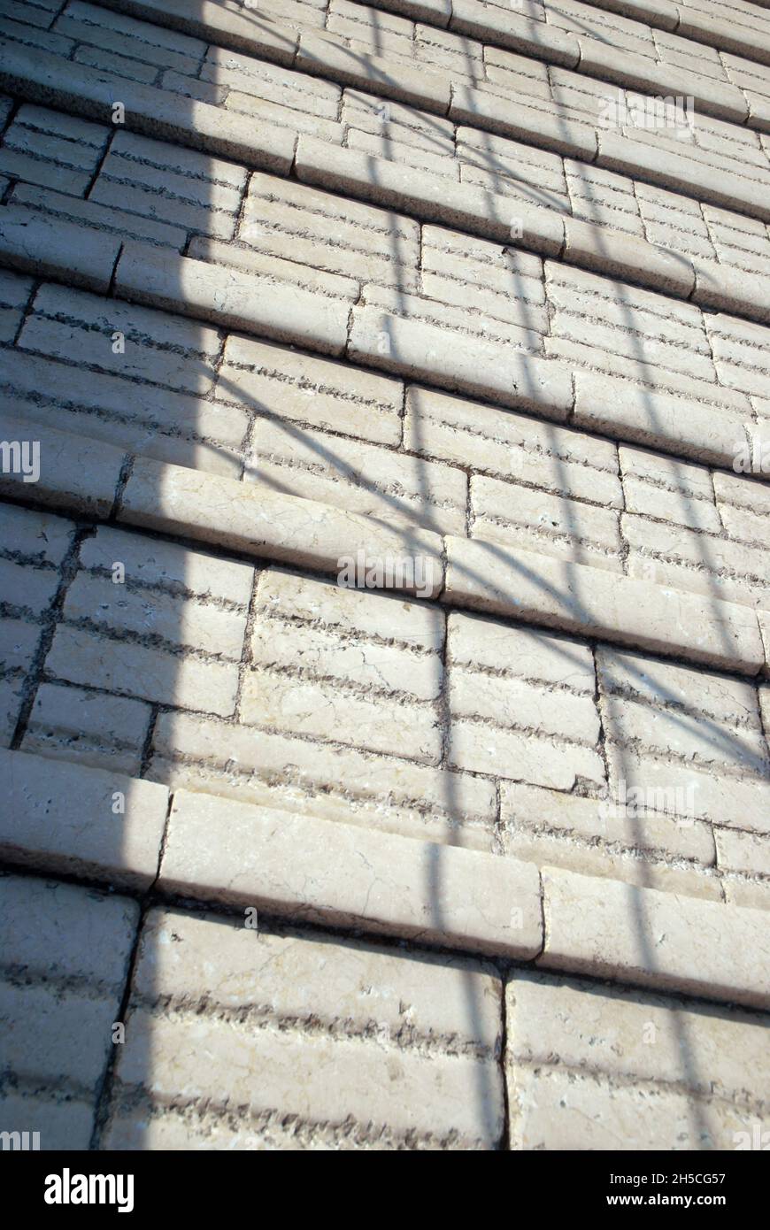 Worn steps of The Old Bridge, River Neretva, Mostar, Bosnia and ...