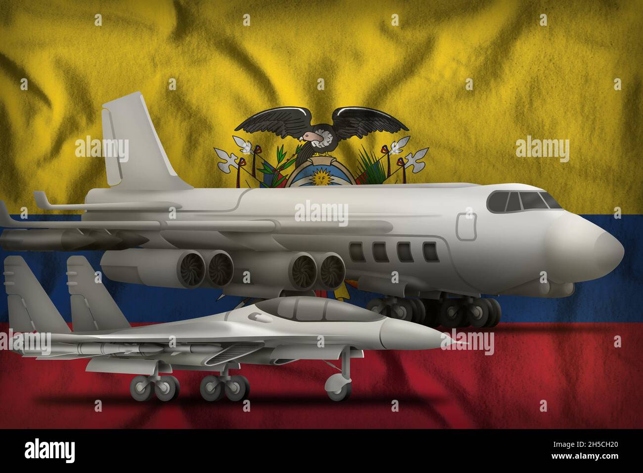 air forces on the Ecuador flag background. Ecuador air forces concept ...