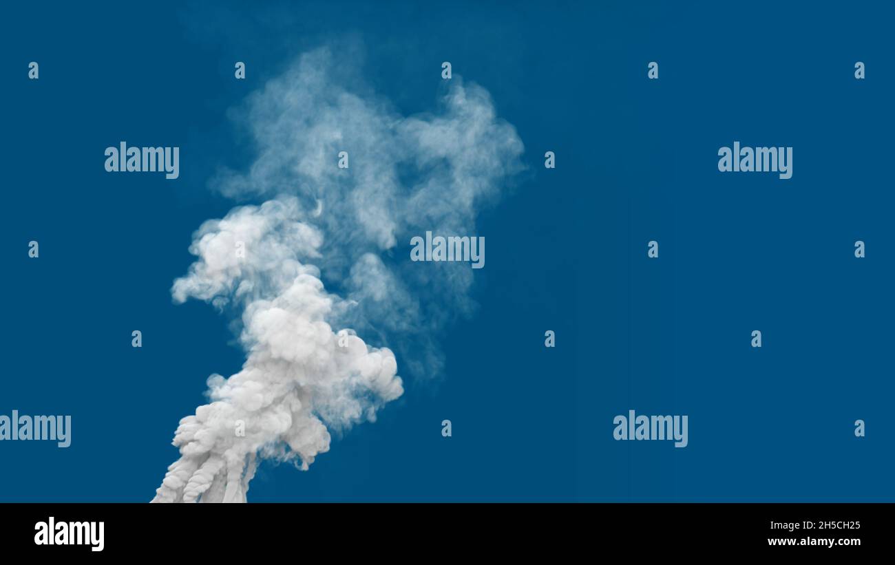 white rich pollute smoke column exhaust from power plant or factory ...