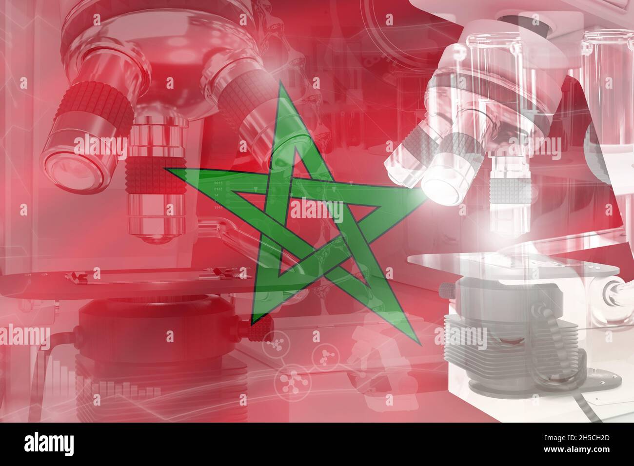Microscope on Morocco flag - science development conceptual background ...