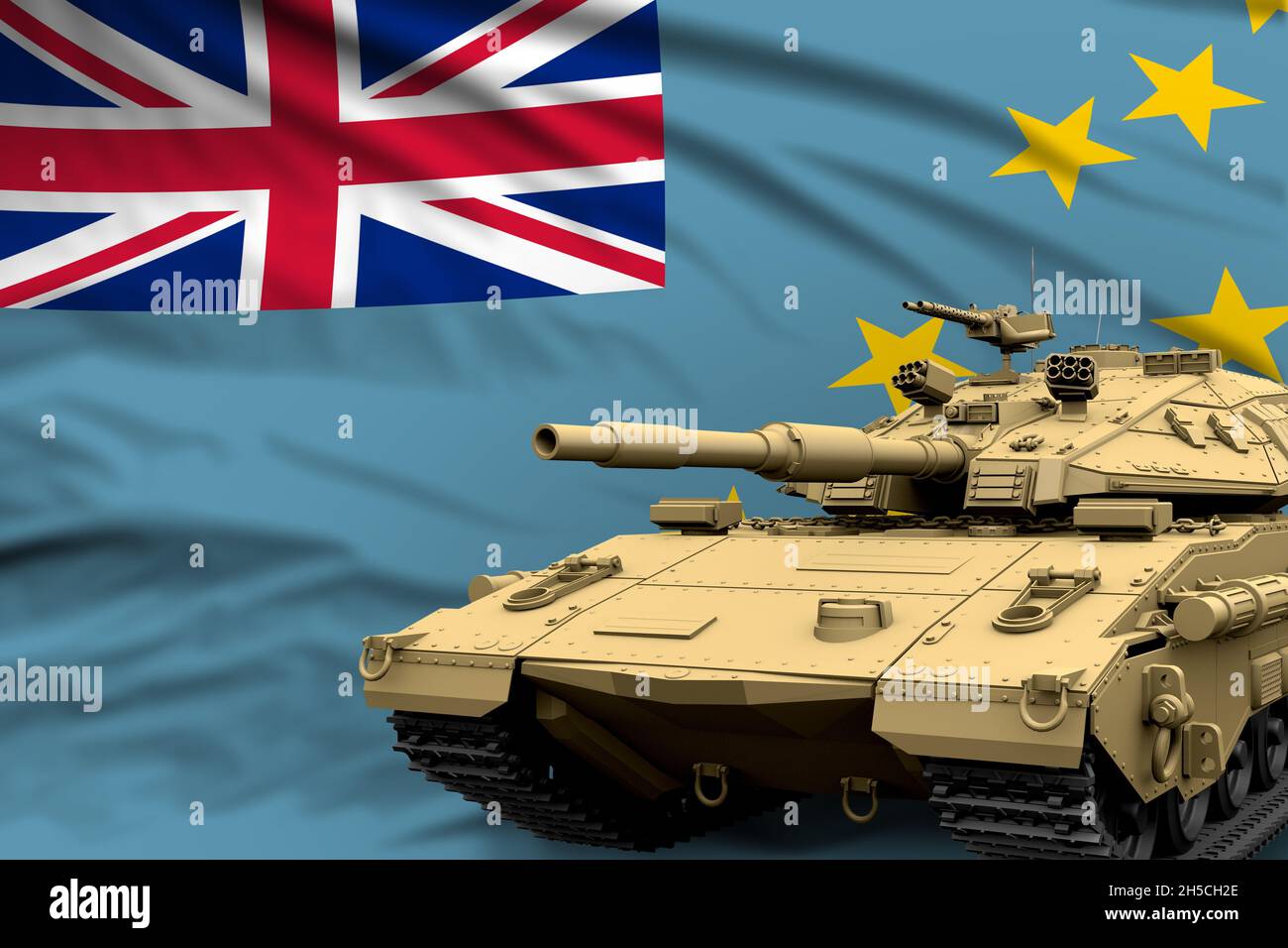 Heavy tank with fictional design on Tuvalu flag background - modern ...