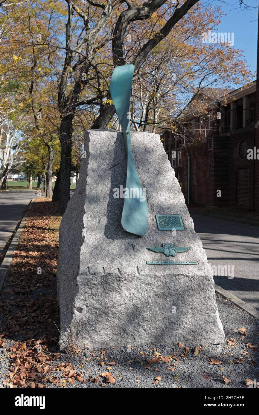 Early Birds Monument, Governors Island, New York, USA. The owl is the ...
