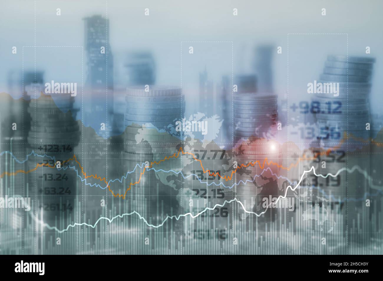 Mixed Media Finance Background. Economy trends concept Stock Photo - Alamy