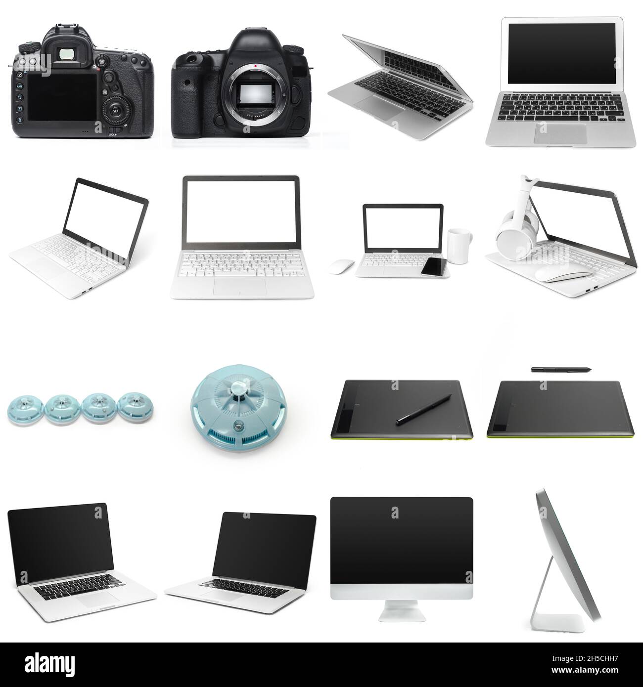 set of electronic object isolated on white background Stock Photo - Alamy