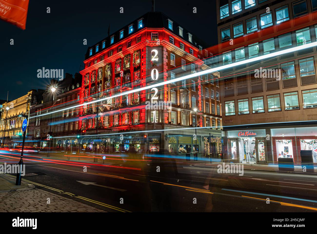Fortnum and Mason lit up at night, London, UK Stock Photo - Alamy