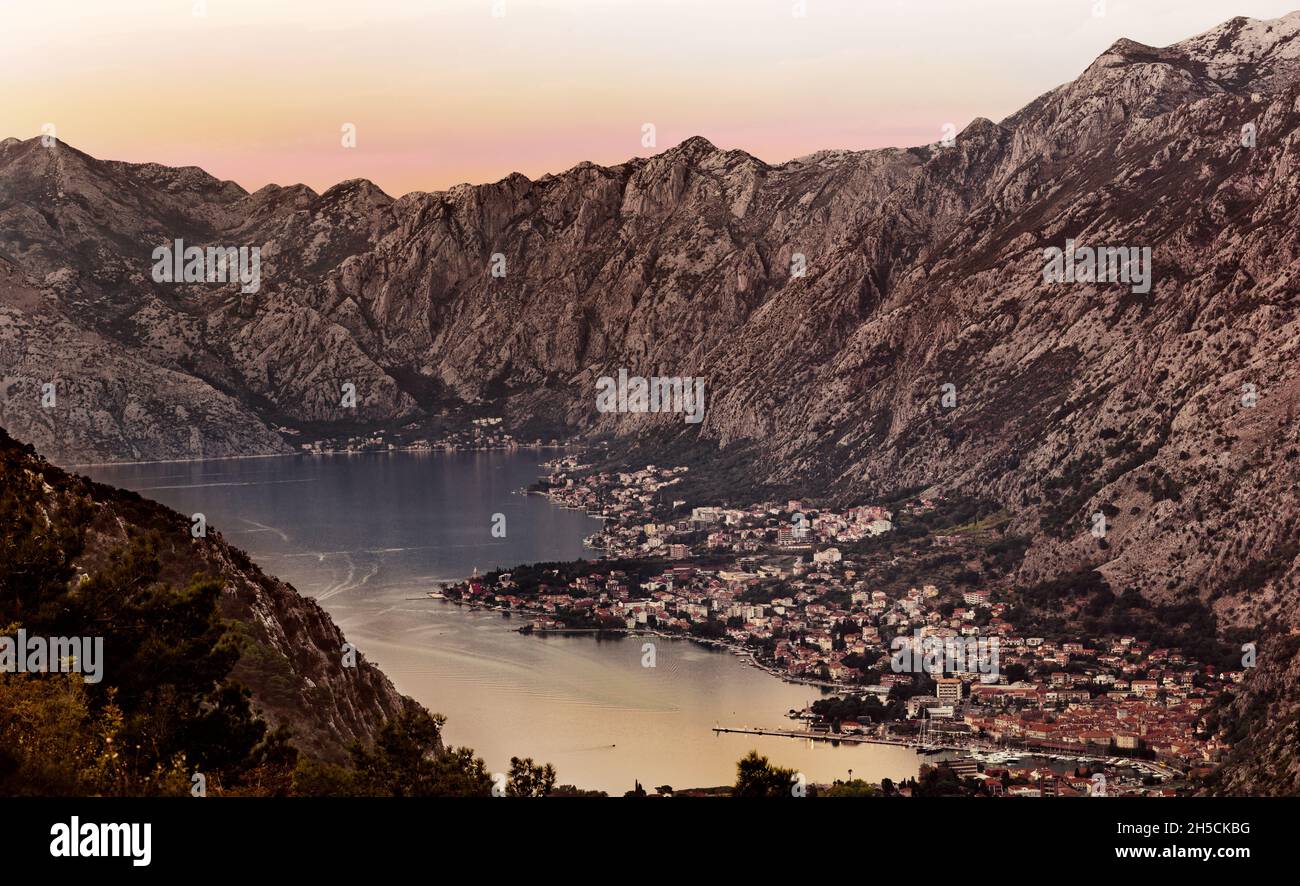 Mesmerizing view of Kotor Bay, part of Boka bay at Montenegro water ...