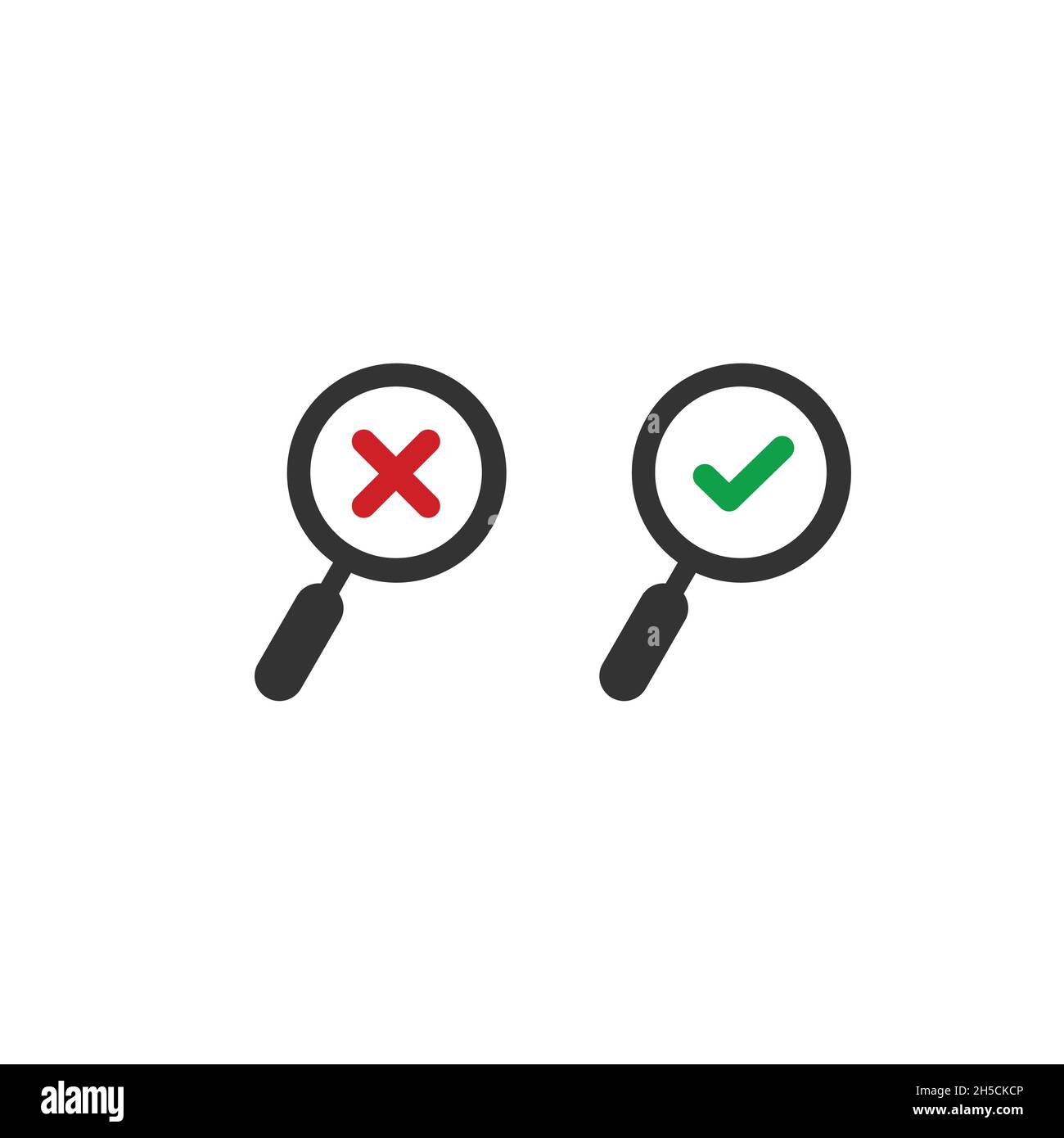 Magnifying glass. Search icon. heck mark icon. Vector check mark. Loupe ...