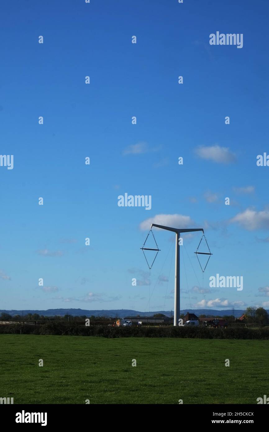 October 2021 - Erection of the new T pylons across Somerset, ready for ...