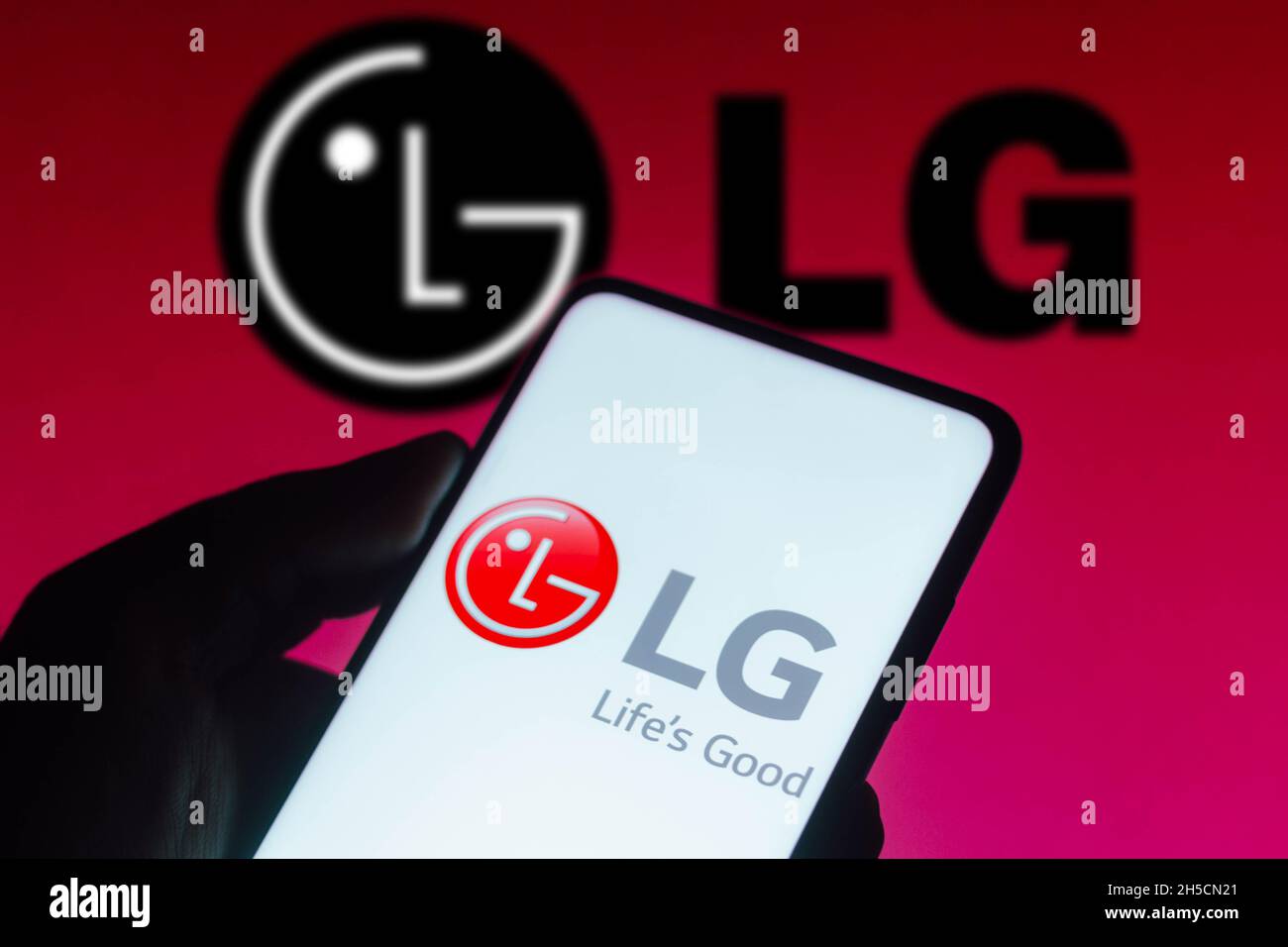 In this photo illustration a LG Corporation logo is seen displayed on a ...