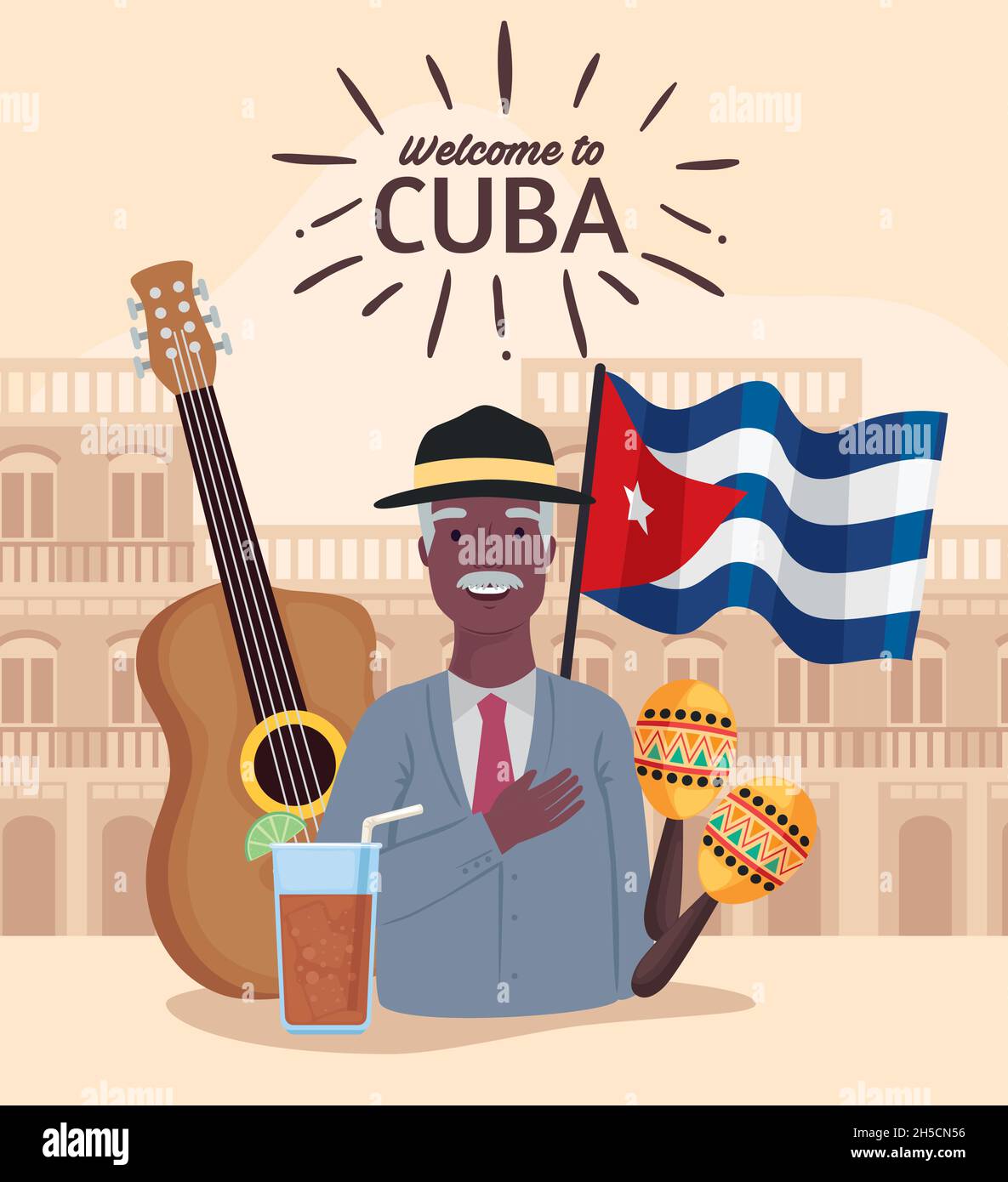 cuban man and icons Stock Vector Image & Art - Alamy