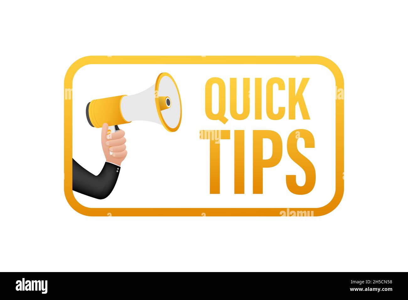 Megaphone Hand, business concept with text quick tips Stock Vector ...