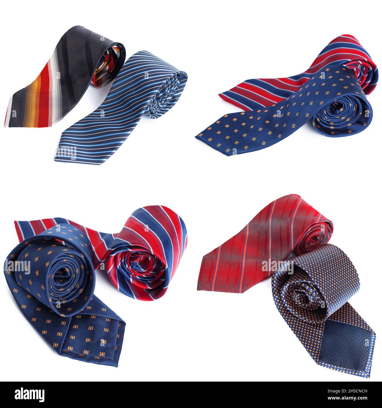 Neck ties collage isolated on white background Stock Photo - Alamy