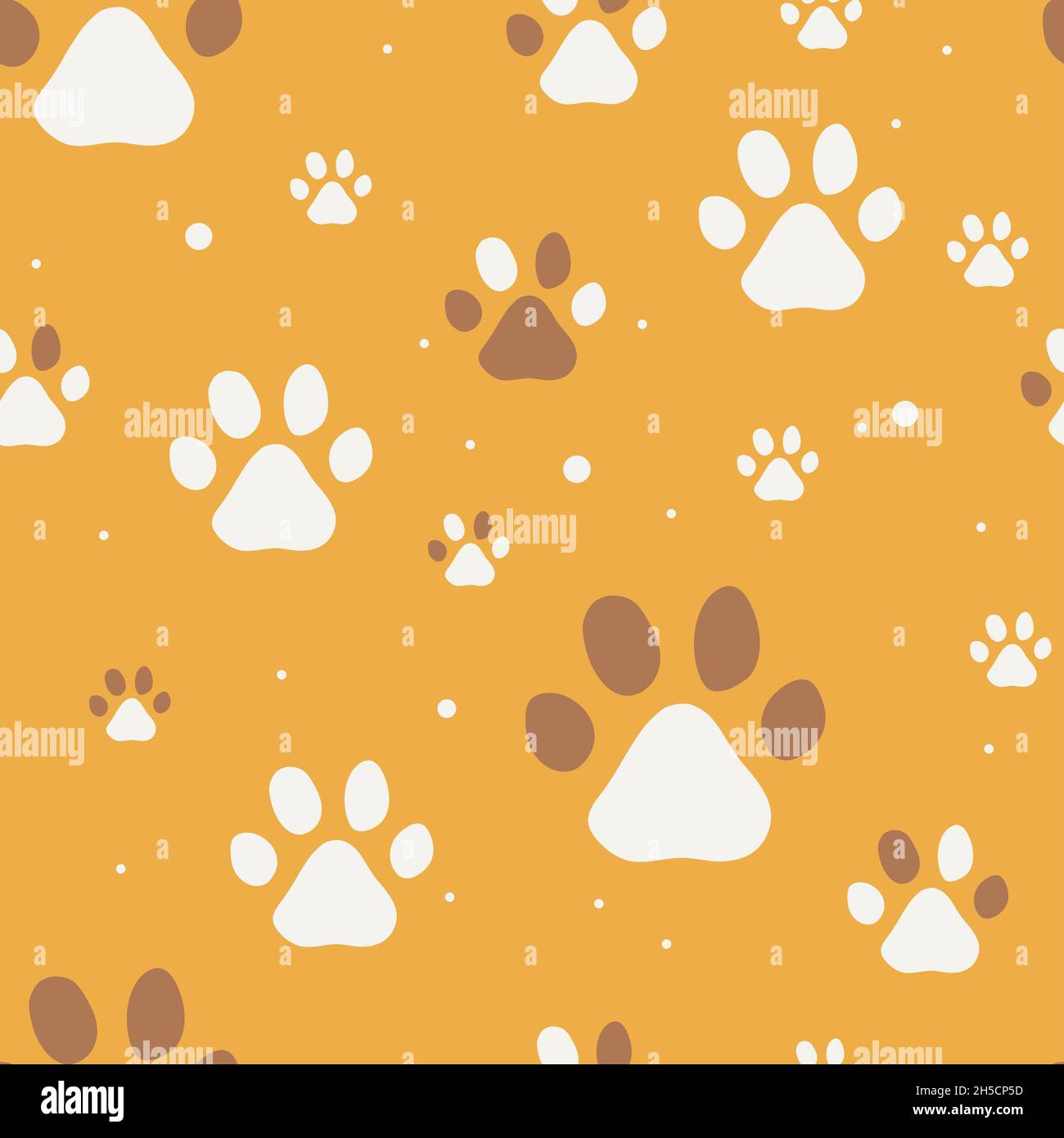 Cat paws seamless pattern. Cat paw. Dog paws. Yellow color Stock Photo ...
