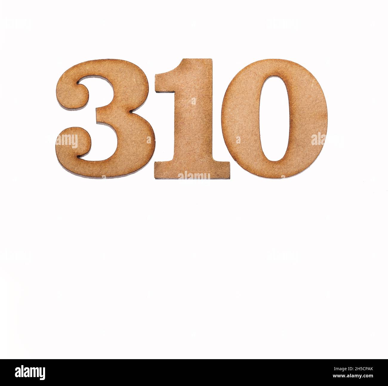 Number 310 in wood, isolated on white background Stock Photo - Alamy