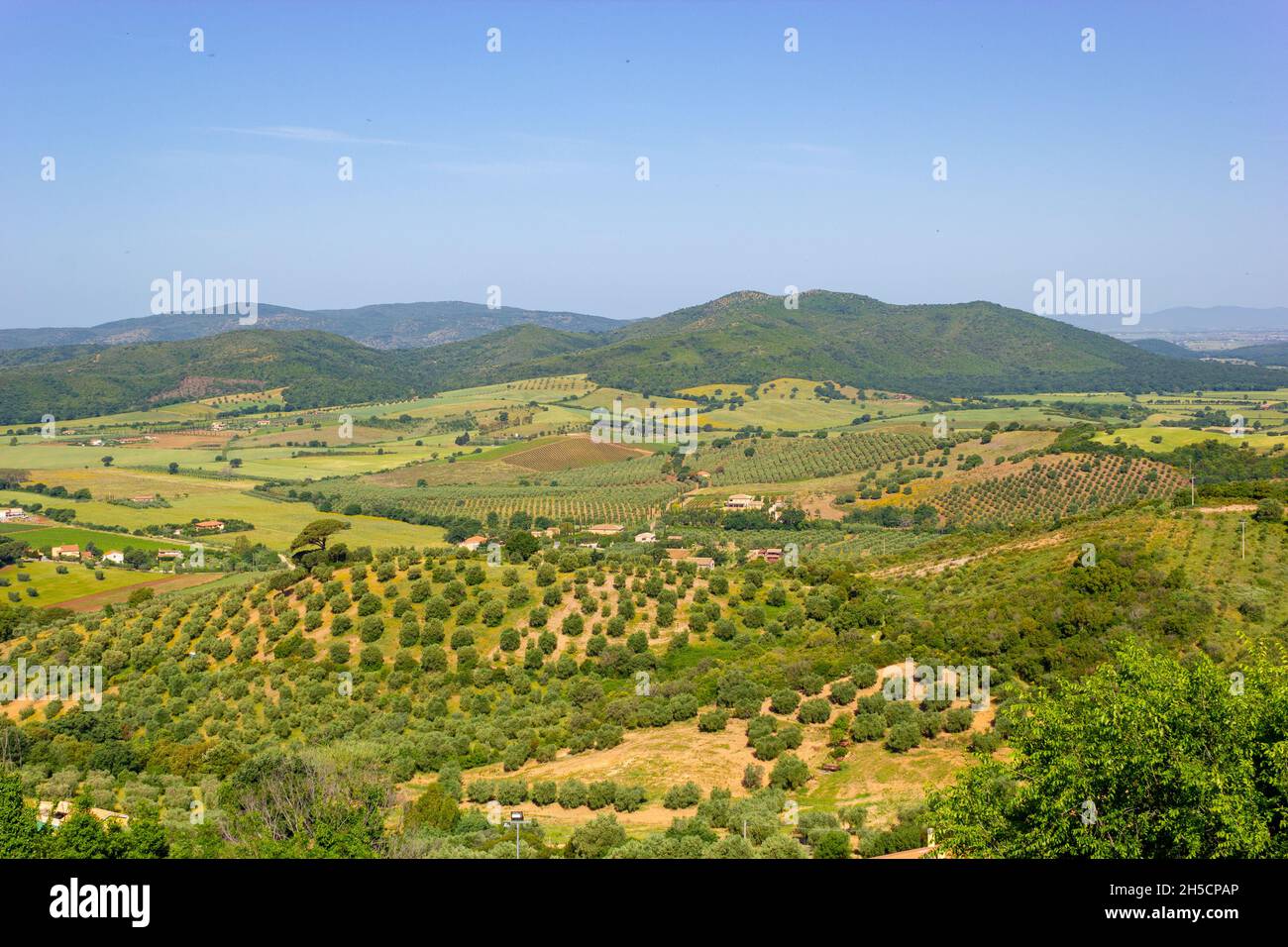 Tuscany landscape view from little medieval town Capalbio, Tuscany ...