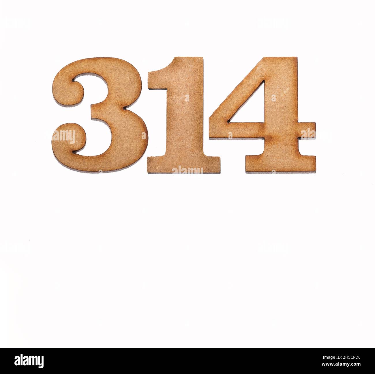 Number 314 in wood, isolated on white background Stock Photo - Alamy
