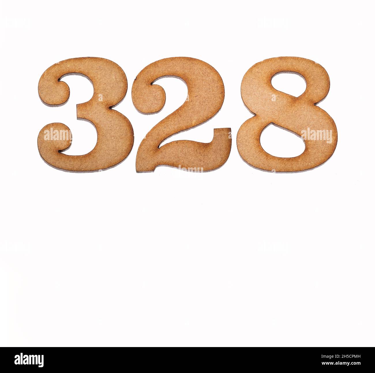 Number 328 in wood, isolated on white background Stock Photo - Alamy
