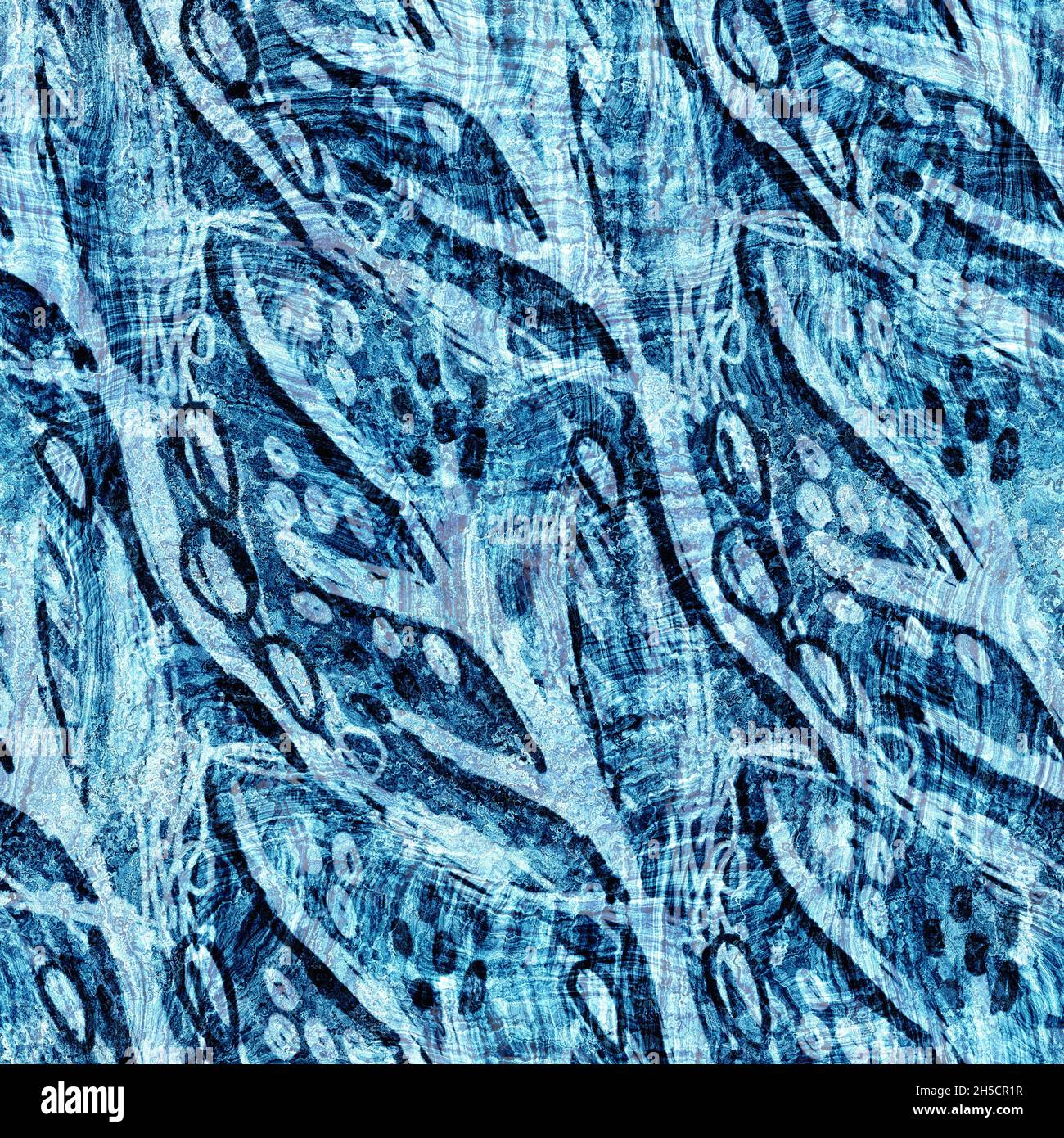 Seamless indigo block print texture on navy blue woven effect ...