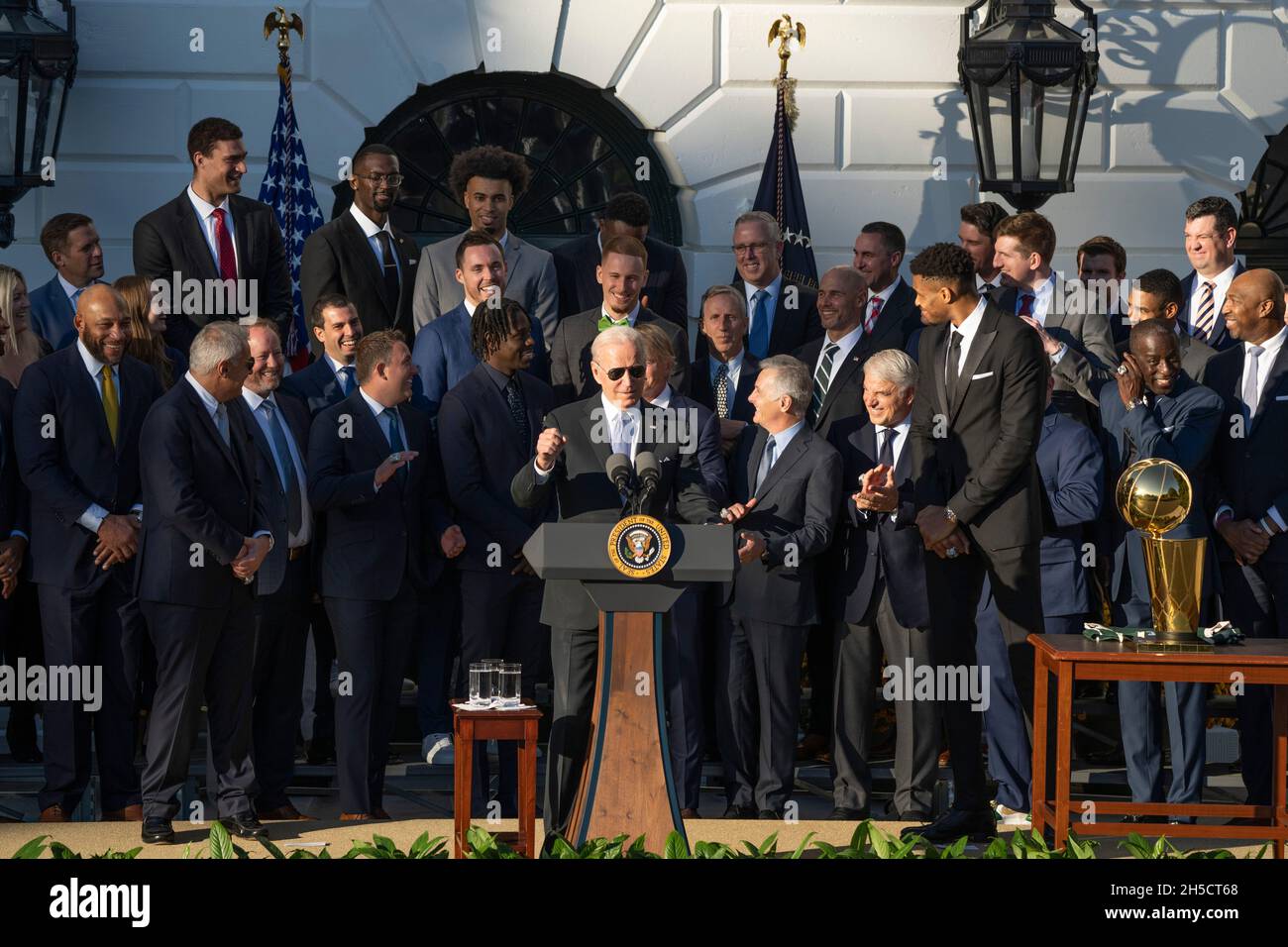 United States President Joe Biden honors the Milwaukee Bucks for ...