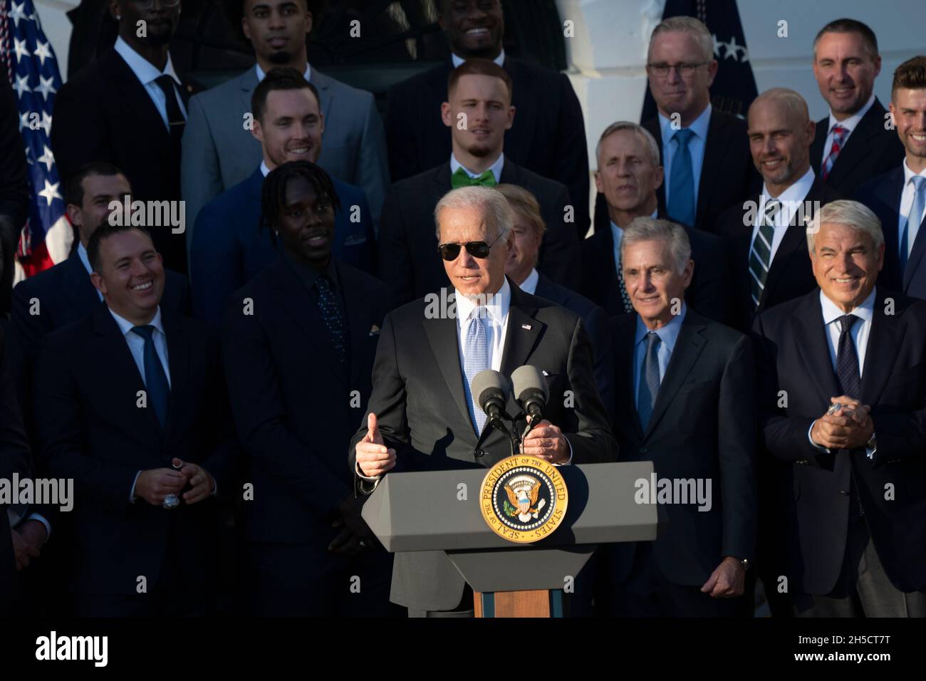 United States President Joe Biden honors the Milwaukee Bucks for ...