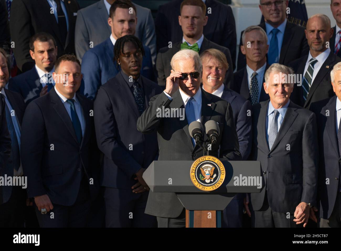 United States President Joe Biden honors the Milwaukee Bucks for ...