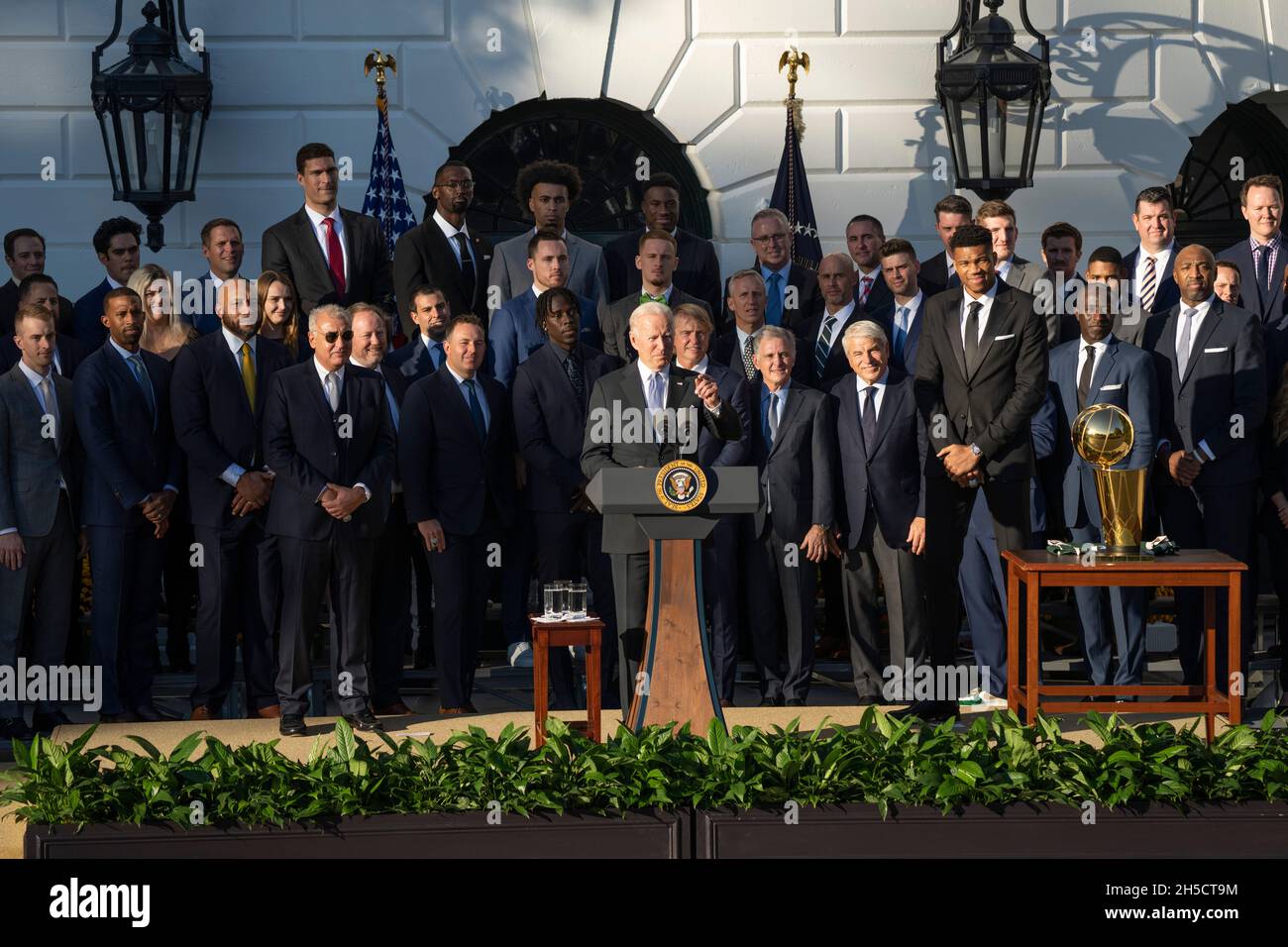 United States President Joe Biden honors the Milwaukee Bucks for ...