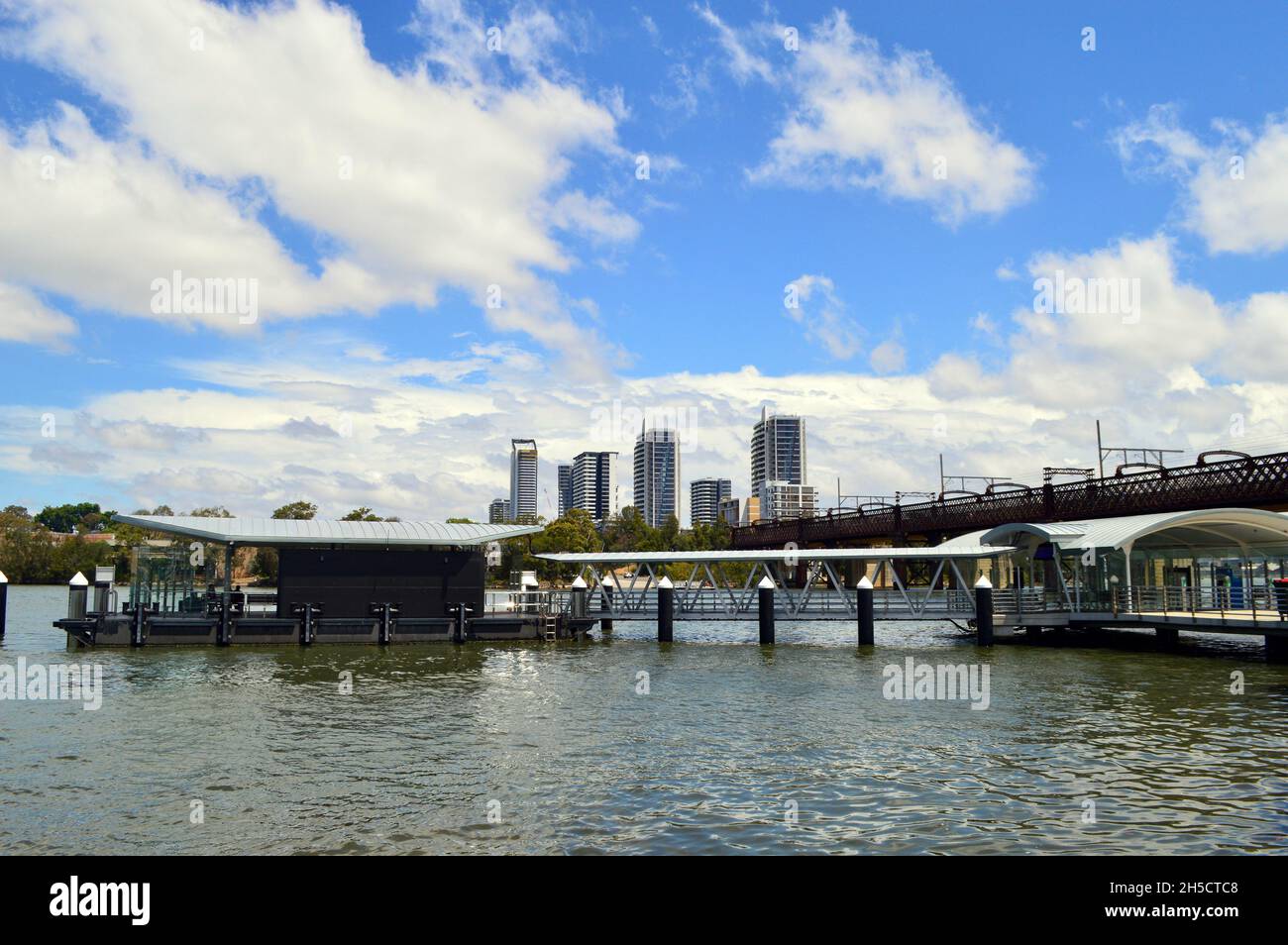 A view of the Meadowbank ferry wharf on the Parramatta River Stock ...