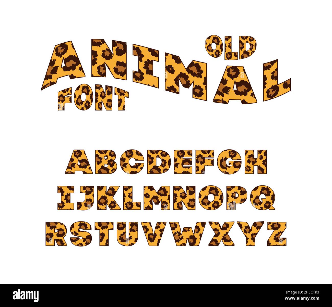 Animal font for posters. Mammals Fur. Leopard Jaguar. Retro alphabet ...