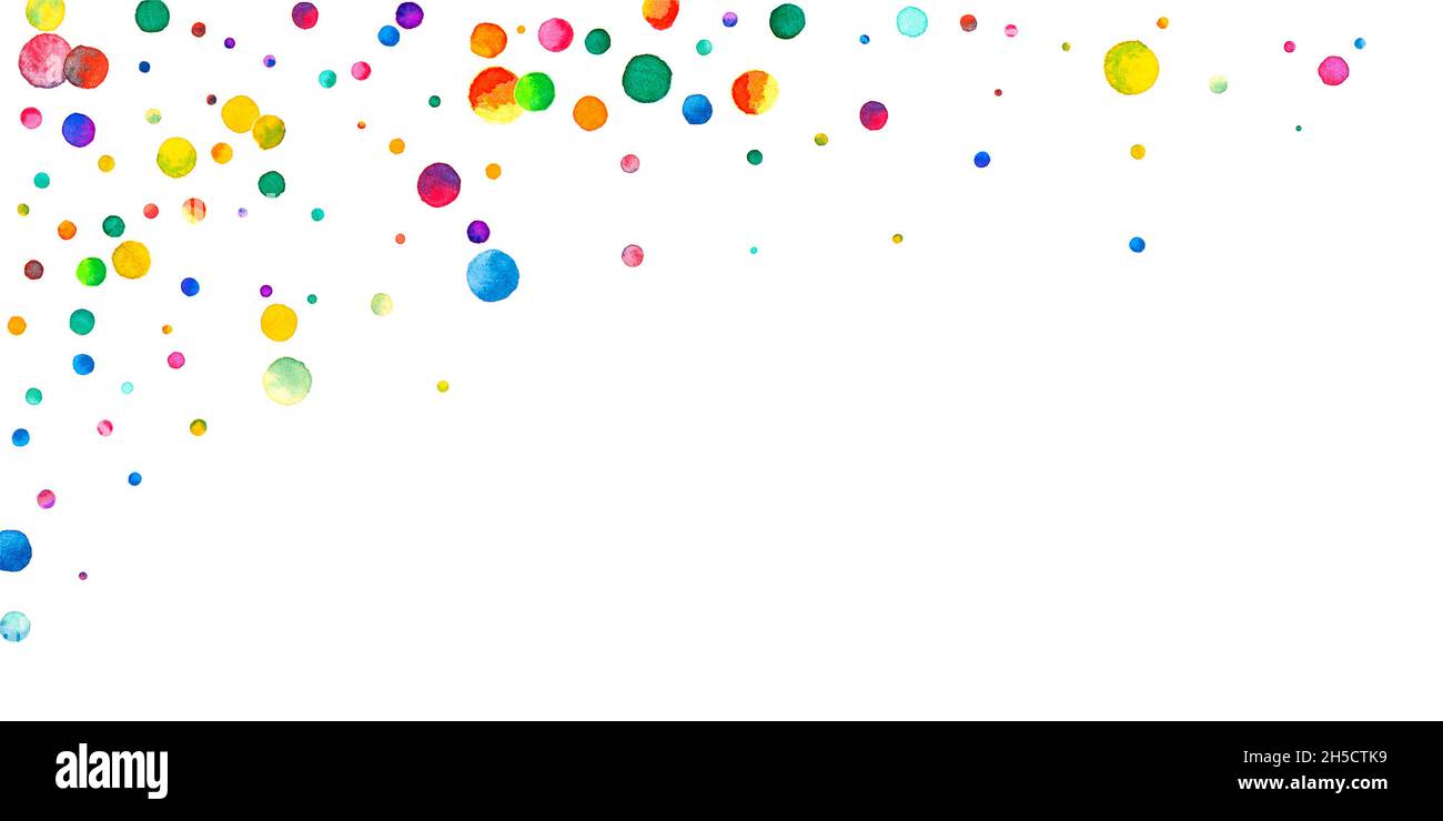 Watercolor confetti on white background. Adorable rainbow colored dots ...