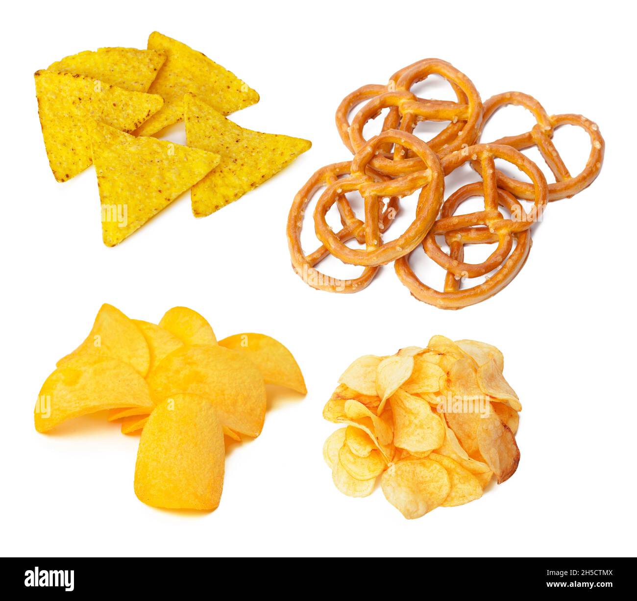 Snack collection isolated on white background collage Stock Photo - Alamy