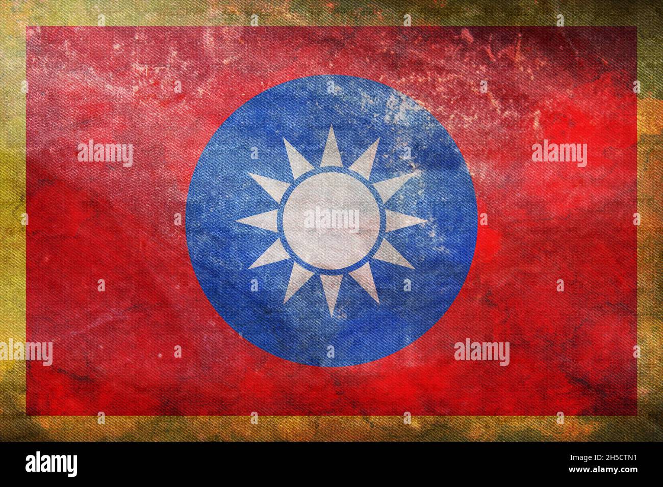 Top view of retro flag of Commander in Chief with grunge texture ...