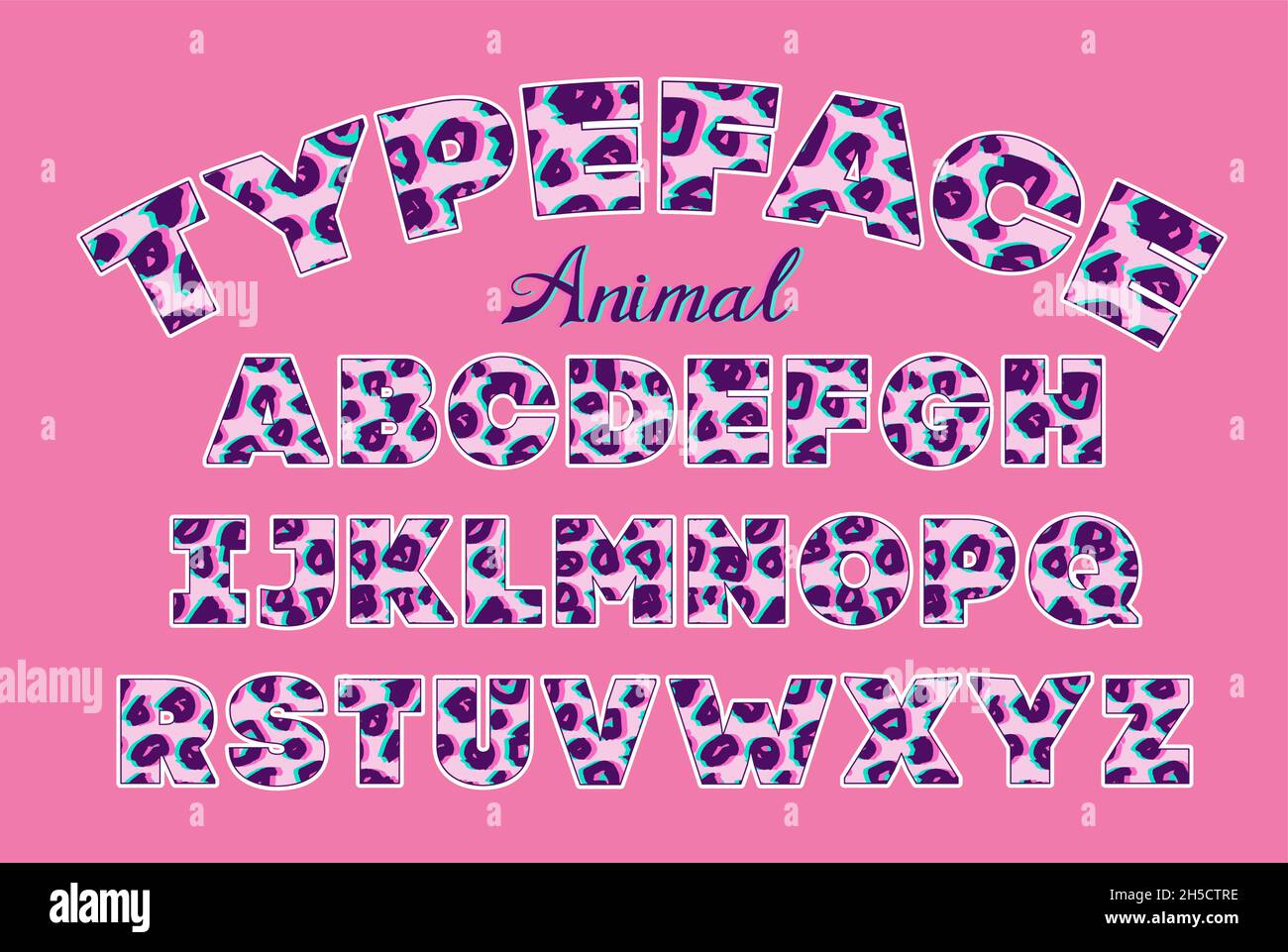 Animal font for posters. Mammals Fur. Leopard Jaguar. Retro alphabet ...