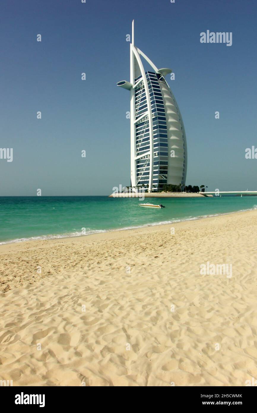 Burj Al Arab, view from the beach, United Arab Emirates, Dubai Stock ...