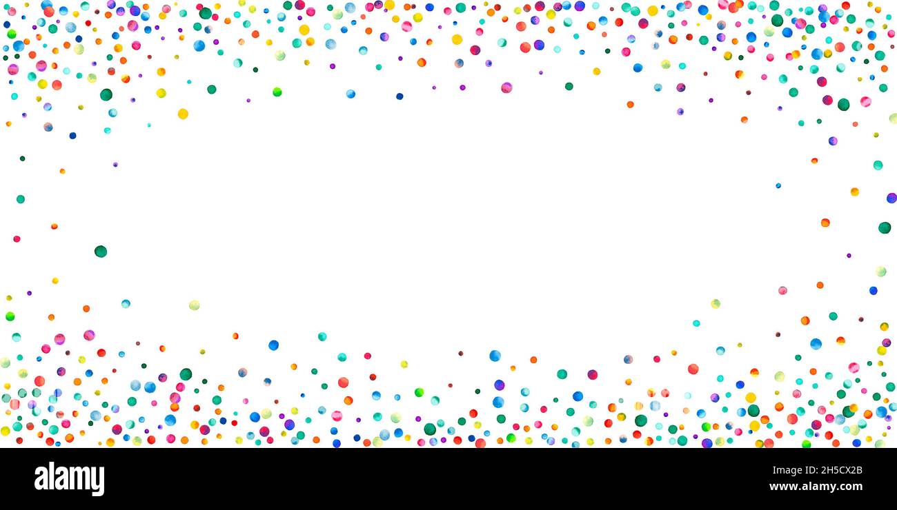 Watercolor confetti on white background. Alluring rainbow colored dots ...