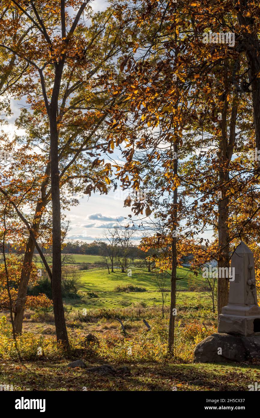 Fall foliage at gettysburg civil war battlefield hi-res stock ...