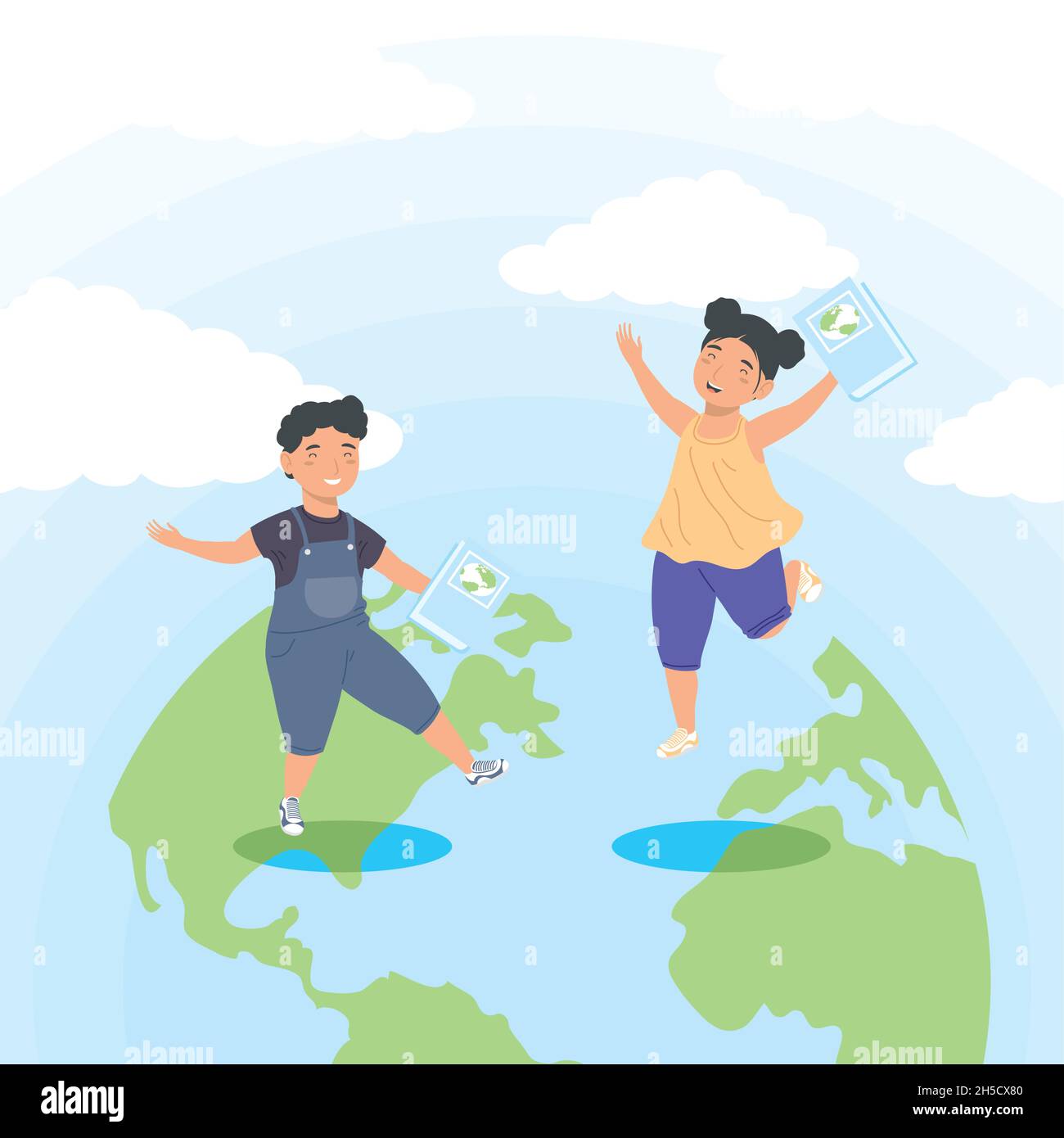 geography educational poster with kids Stock Vector Image & Art - Alamy