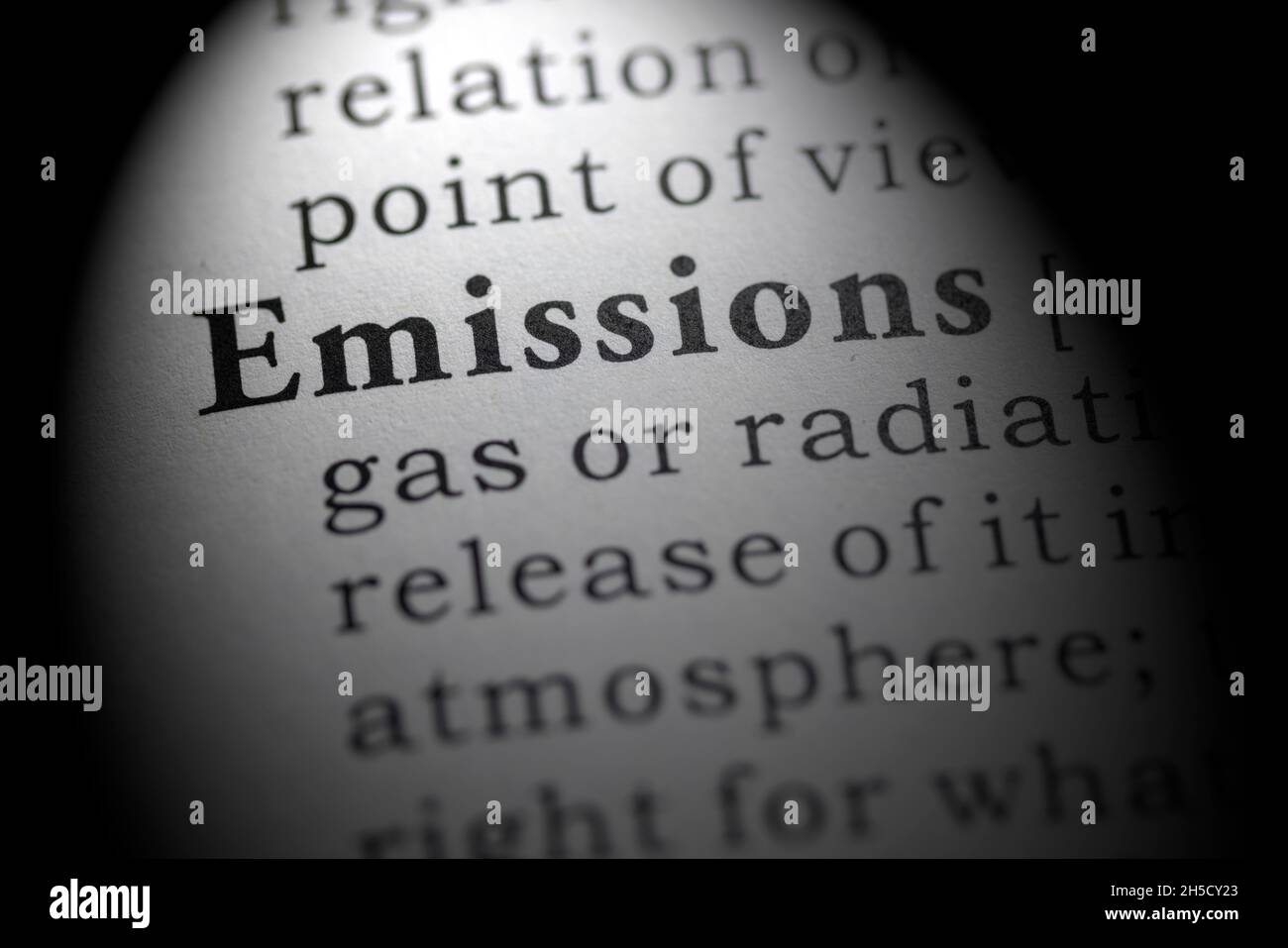 Fake Dictionary word, Dictionary definition of emissions Stock Photo ...