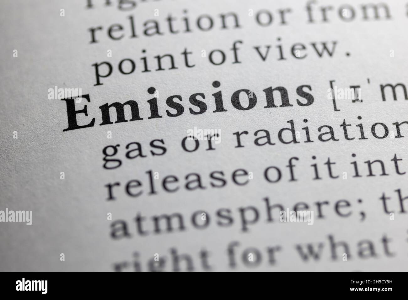 Fake Dictionary word, Dictionary definition of emissions Stock Photo ...