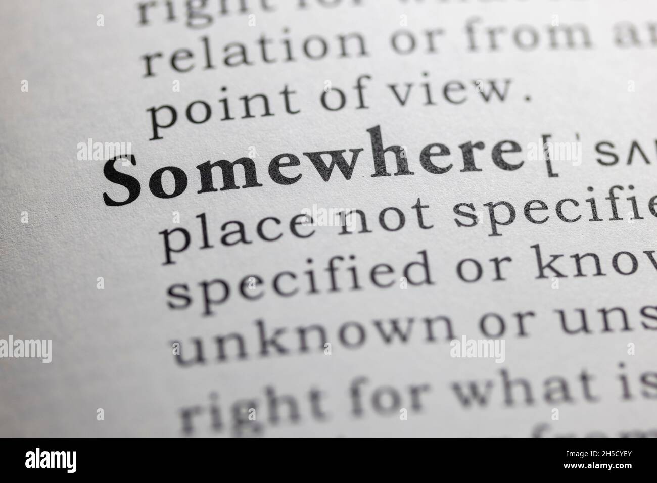 Fake Dictionary word, Dictionary definition of somewhere Stock Photo ...