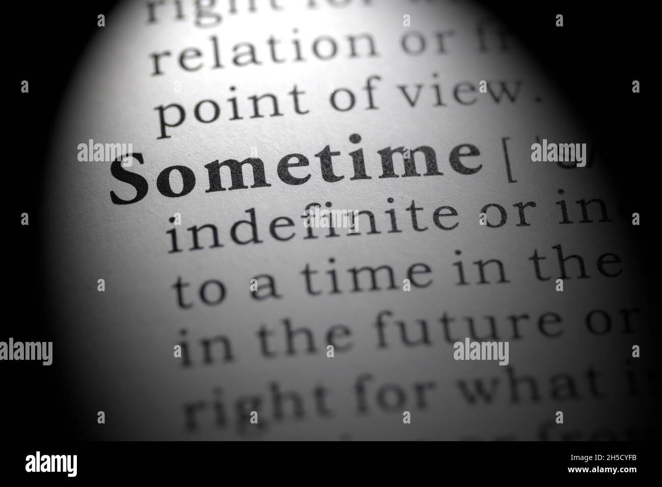 Fake Dictionary word, Dictionary definition of sometime Stock Photo - Alamy