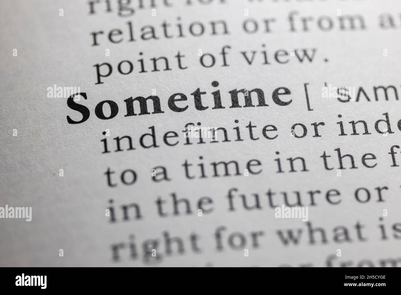 Fake Dictionary word, Dictionary definition of sometime Stock Photo - Alamy