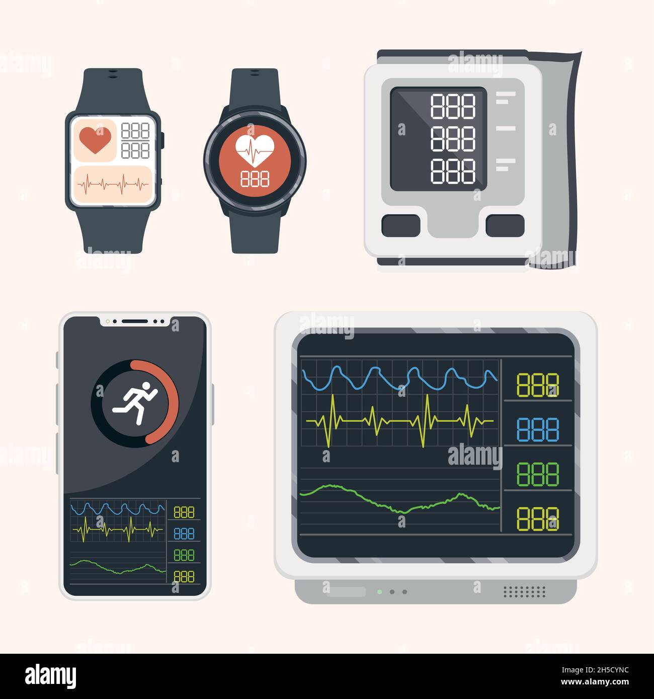 Heart rate monitors Stock Vector Images - Alamy