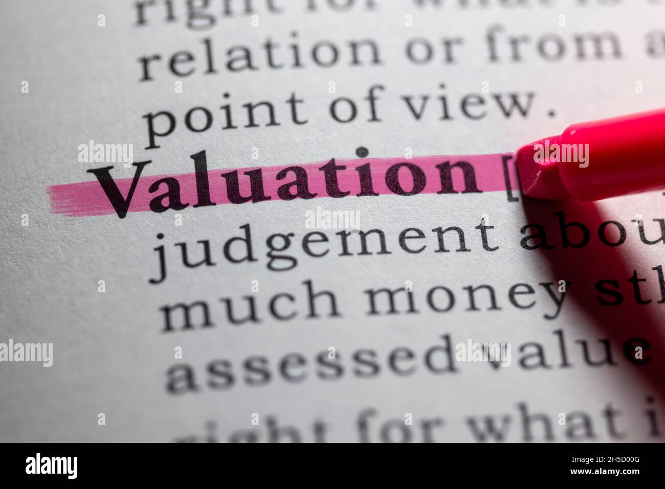 Fake Dictionary word, Dictionary definition of valuation Stock Photo ...