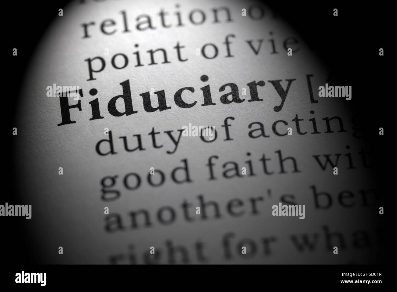 Fake Dictionary word, Dictionary definition of fiduciary Stock Photo ...